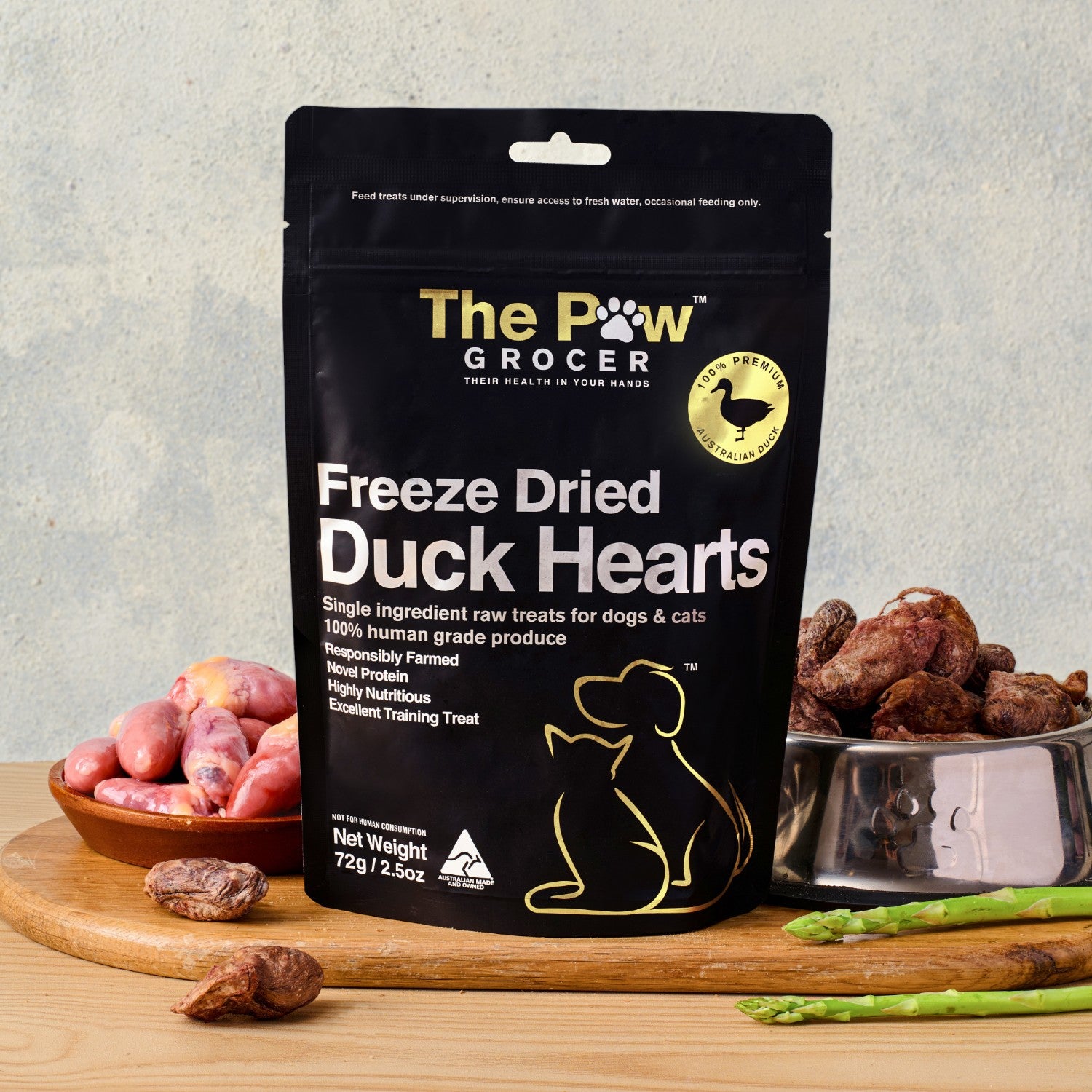 Premium Responsibly Sourced Duck Hearts - 72 grams – thepawgrocer